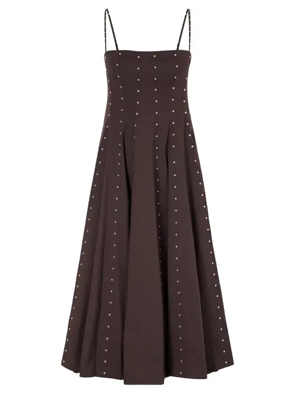 Staud Embellished Paneled Cotton-blend Poplin Midi Dress - Black