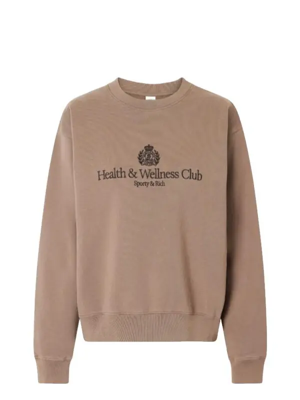 SPORTY  RICH Sporty & Rich Logo Embroidered Cotton-jersey Sweatshirt - Sand-colored