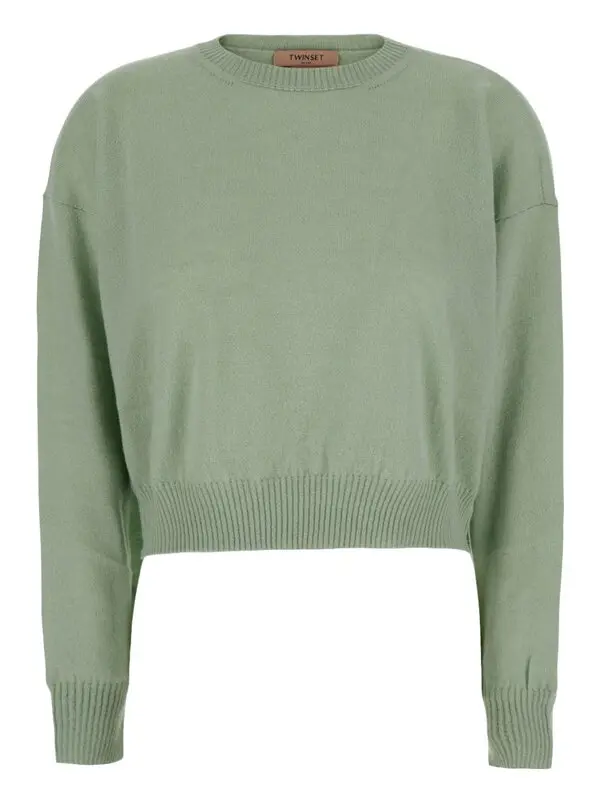 TWINSET Ribbed Hem Knitted Sweater - Green