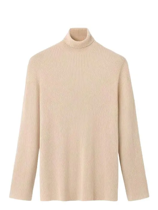 Loro Piana Camino Ribbed Cashmere And Silk Blend Turtleneck Sweater - Soft Macadamia