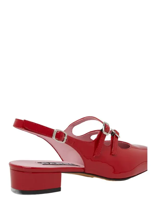 CAREL Silver Buckled Low Wedge Ballet Flats - Red
