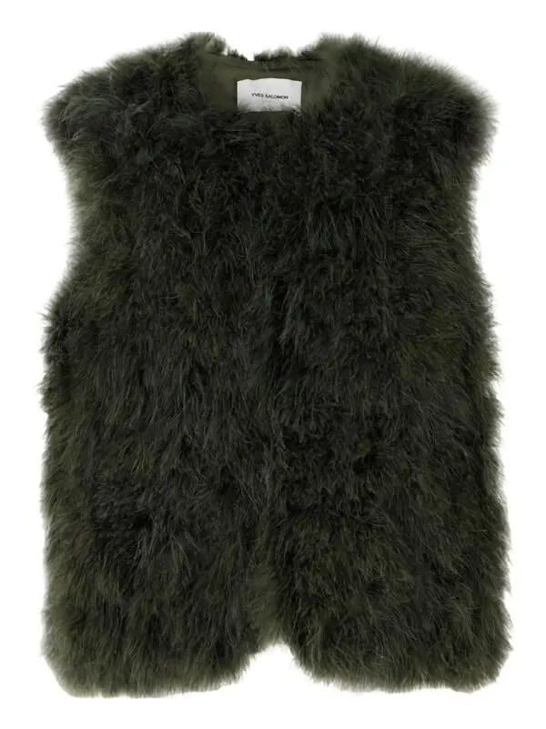 YVES SALOMON Feather Vest - Green
