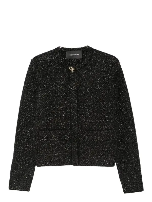 Fabiana Filippi Knitted Metallic Thread Cropped Jacket - Black