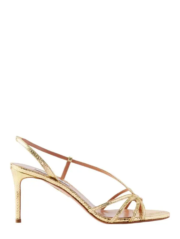 AQUAZZURA Textured Thin Strap High Heel Sandals - No