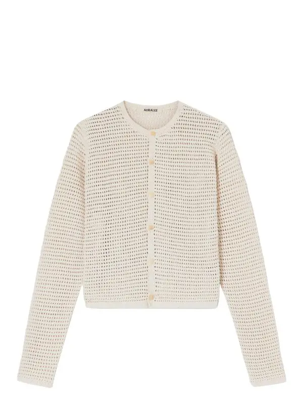 Auralee Tussah Crocheted Silk And Cotton-blend Cardigan - No