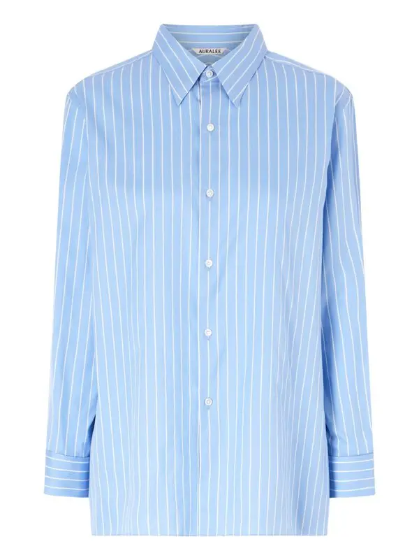 Auralee Striped Cotton And Silk-blend Shirt - Blue