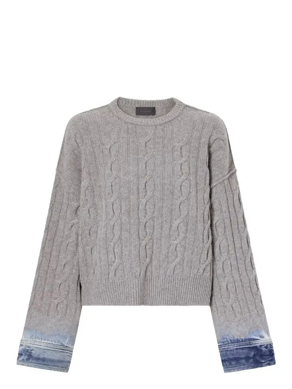 HAIKURE Karine Cable-knit Cotton Sweater With Denim Trim - Gray