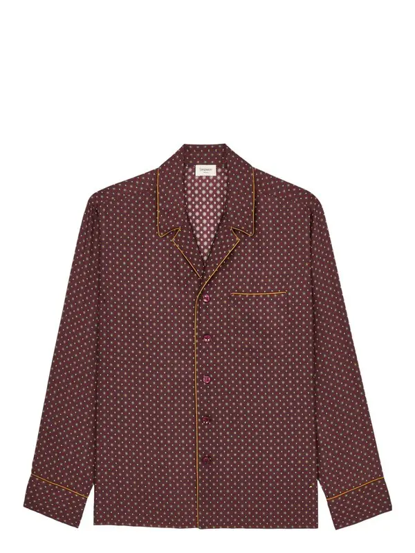 Saint Laurent Pajama-style Shirt In Hexagon Silk Twill - Red