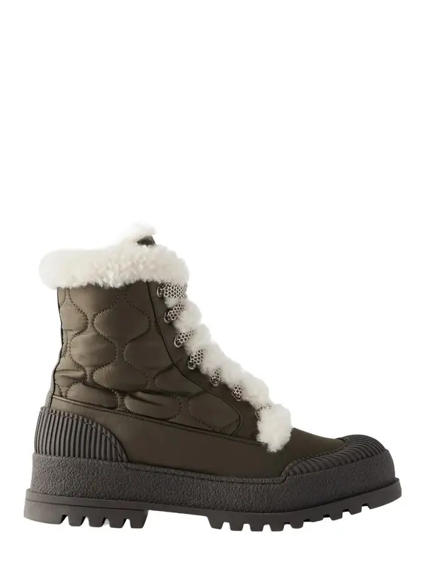 AQUAZZURA Shearling-lined Quilted Nylon And Leather Ankle Boots - Black