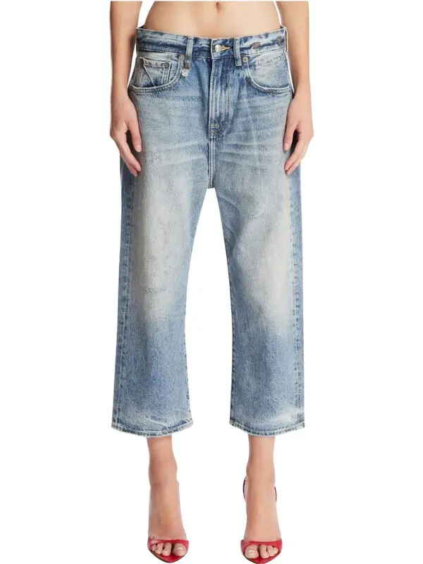 R13 Belt-loop Cropped Jeans - Blue