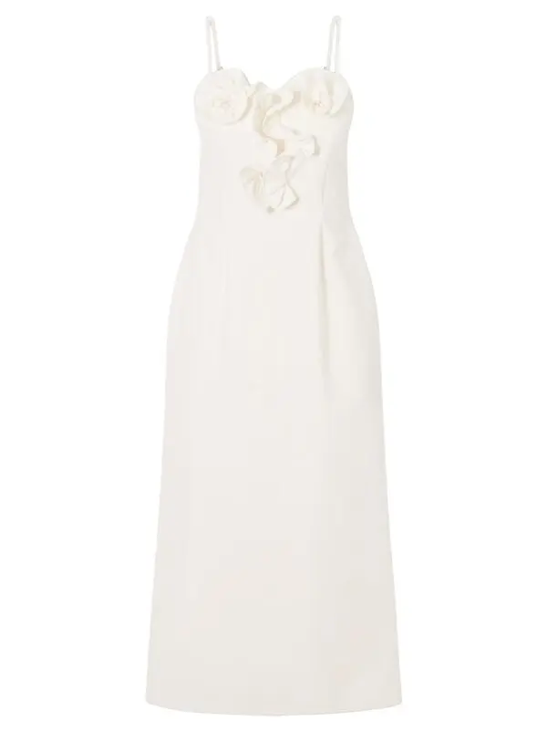 Magda Butrym Ruffled Flower Appliqué Midi Dress - No