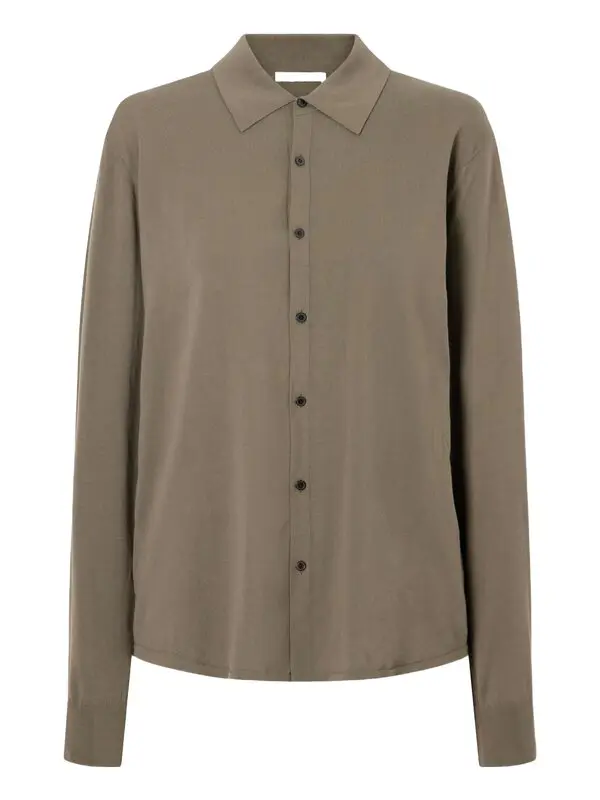 Auralee Giza Fine Knit Cotton Shirt - Brown