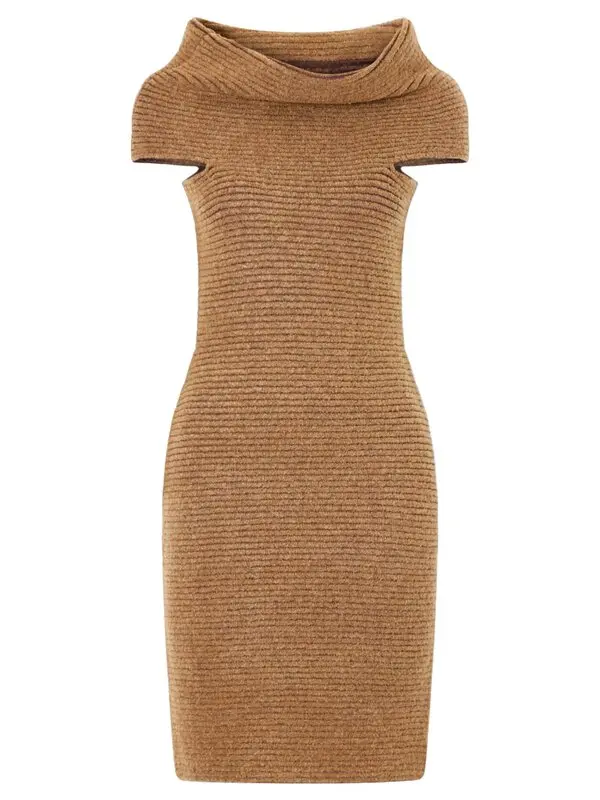 Magda Butrym Knitted Jersey Midi Dress - Brown