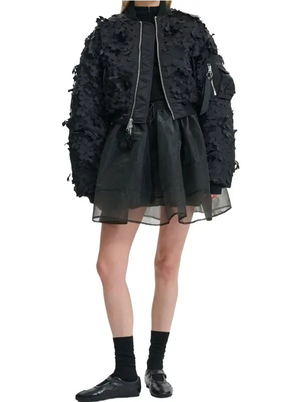 Cecilie Bahnsen Alpha Cb Ma-1 Floral-appliqué Bomber Jacket - Black