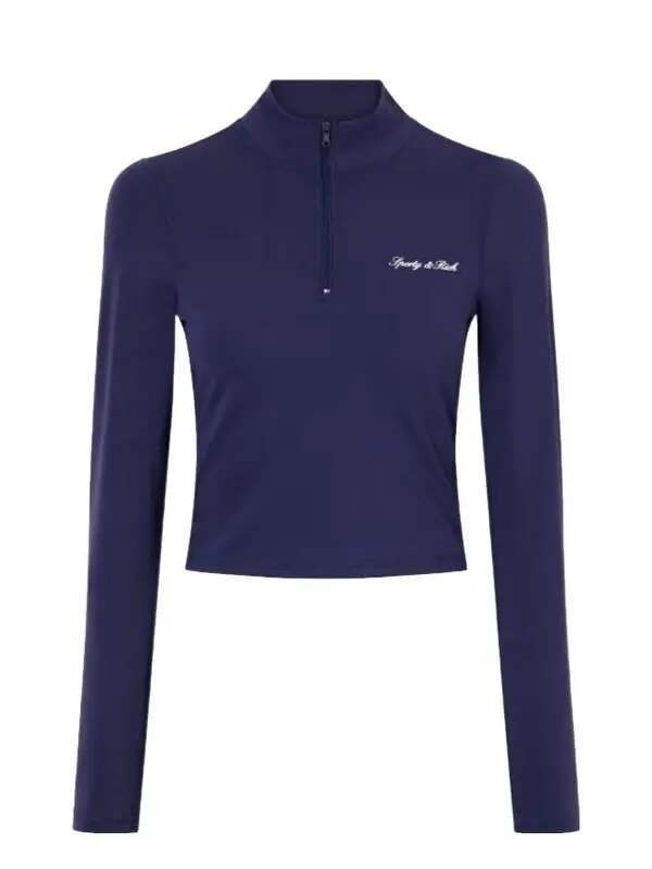 SPORTY  RICH Sporty & Rich Cropped Stretch Jersey Half-zip Jacket - No