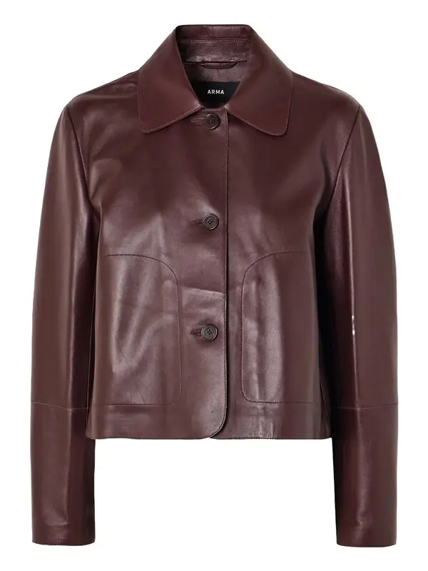 ARMA Cropped Leather Jacket - Red