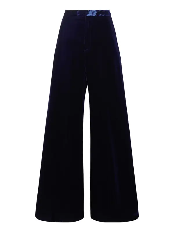 Etro Velvet Wide-leg Pants - Black