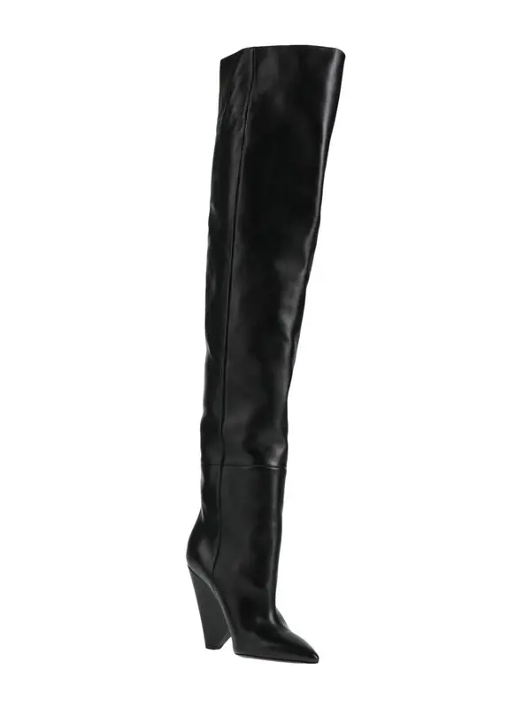 Saint Laurent Over The Knee Pointed Toe High Heel Boots - Black