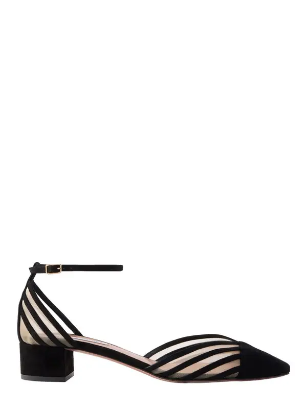 AQUAZZURA Alana 35 Suede-trimmed Mesh Pumps - Black
