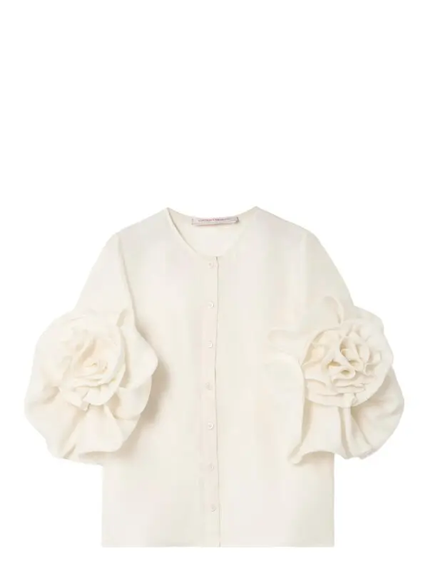 Carolina Herrera Silk Shirt With Ruffled Sleeves - White