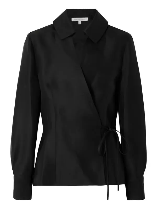 Carolina Herrera Long Sleeve Wrap Shirt - Black