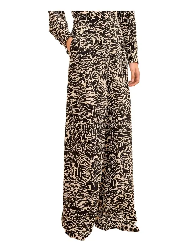 Ulla Johnson Animal Print Wide Leg Silk Trousers - Sptja