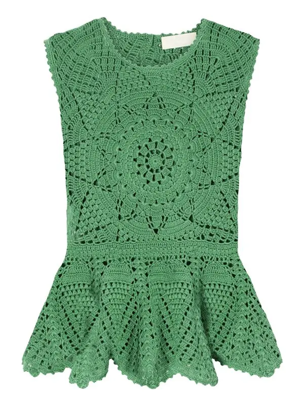 Ulla Johnson Crochet-knit Cotton Top - Green