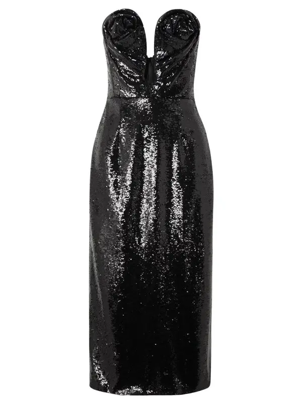 Carolina Herrera Strapless Sequined Midi Dress - Black