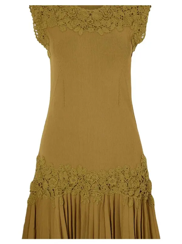 Ulla Johnson Crochet-trimmed Ribbed Mini Dress - Brown