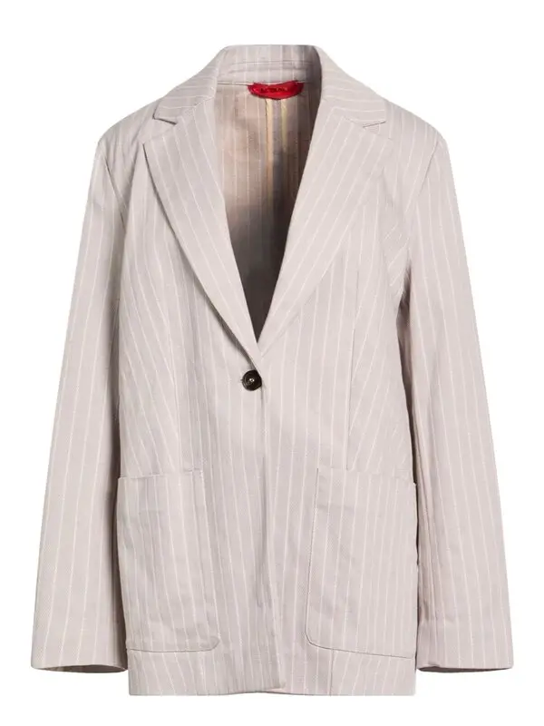 MAXCO. Striped Single-breasted Blazer - White