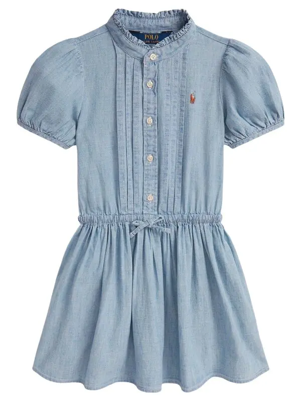 Polo Ralph Lauren Denim Button-up Dress With Ruffled Collar - Blue