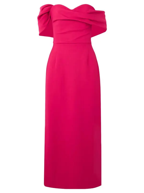 Carolina Herrera Off-the-shoulder Draped Wool Blend Dress - Red