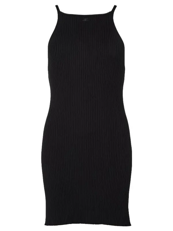 COURREGES Sleeveless Ribbed Mini Dress - Black