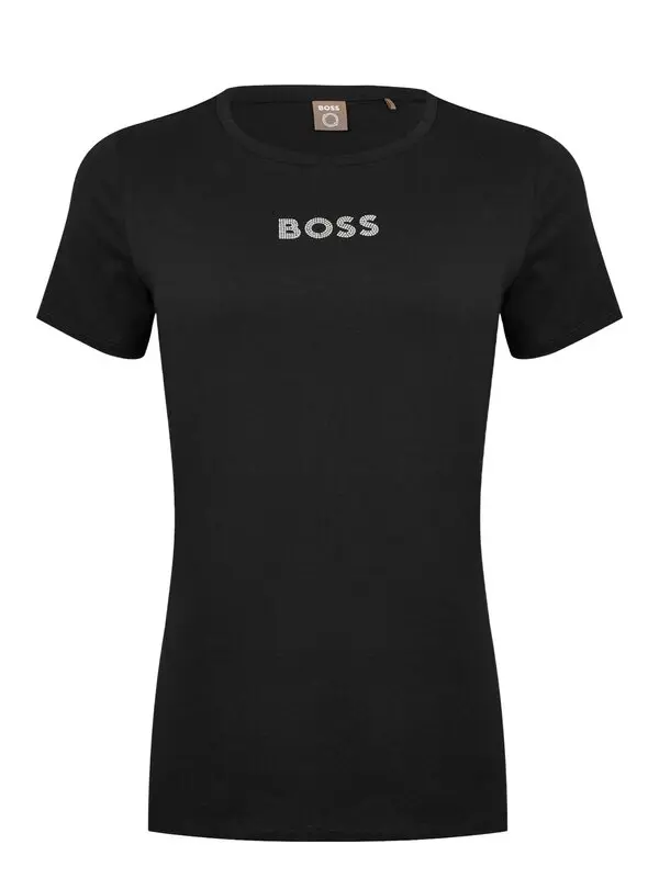 Hugo Boss Premium Cotton T-shirt With Logo Accent - Black