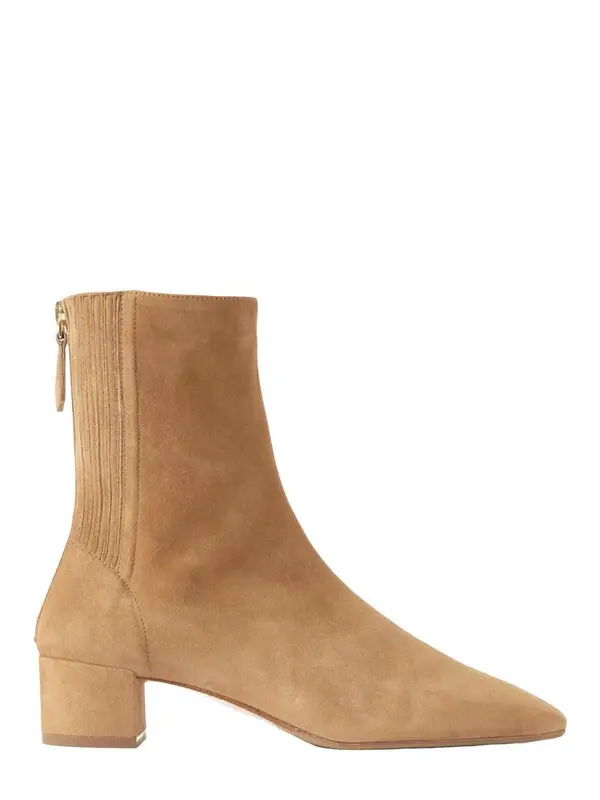AQUAZZURA Suede Ankle Boots With Block Heel - No