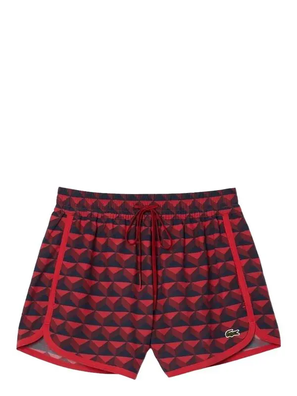 Lacoste Printed Drawstring Shorts - Red
