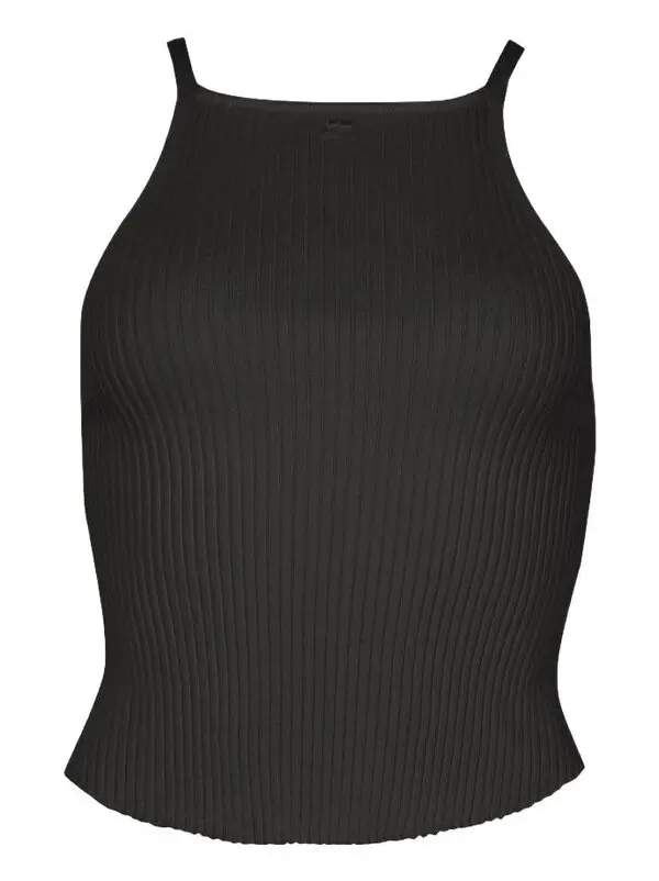 COURREGES Ribbed Knit Top - Black