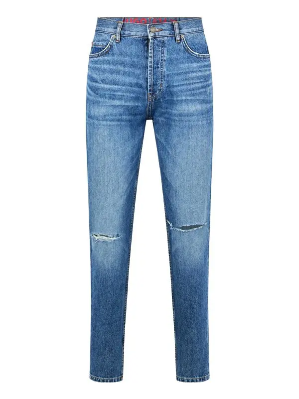 Hugo Boss Tapered Jeans With Knee Slits - Blue