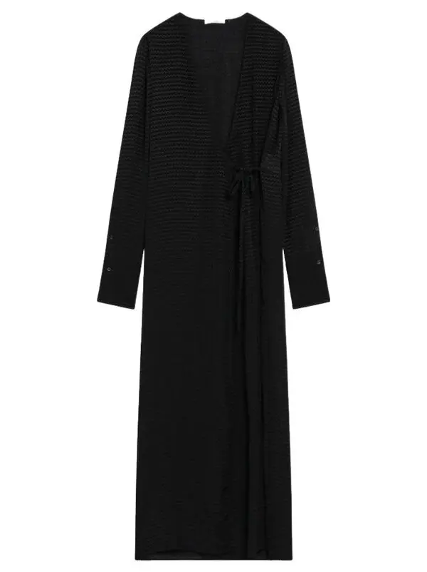 Fendi Long-sleeved Wrap Maxi Dress - Black