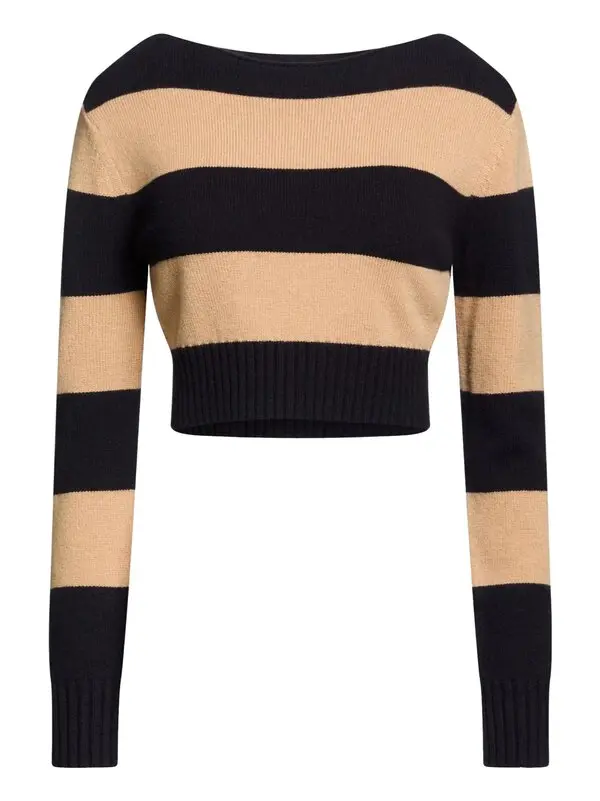 Max Mara Striped Knit Top - Black