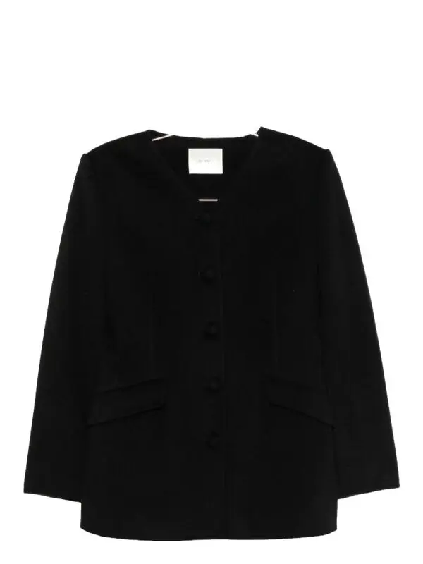 LISA YANG V-neck Single-breasted Coat - Black