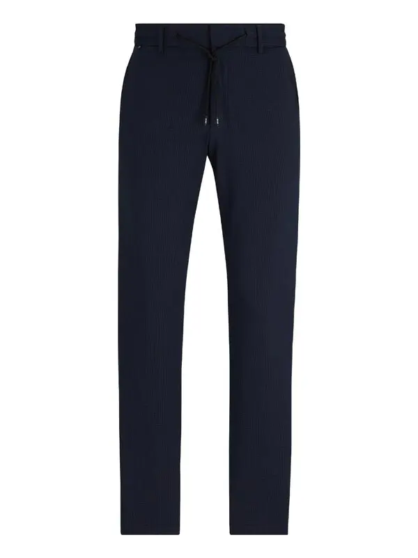 Hugo Boss Straight Leg Trousers With Drawstring Waist - Blue