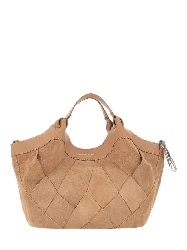 GIANNI CHIARINI Suede Woven Tote Bag - Clay