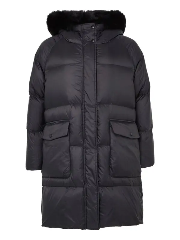 YVES SALOMON Fox Fur Hood Down Parka - Black
