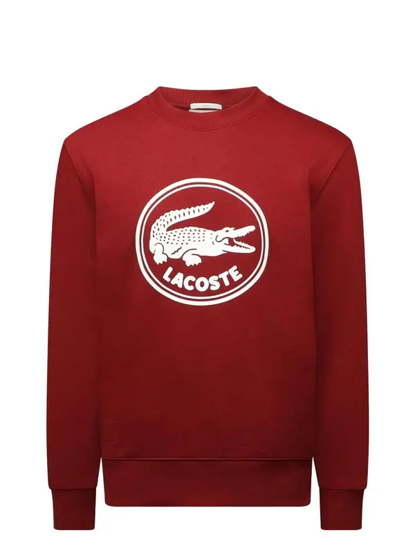 Lacoste Crewneck Sweatshirt With Iconic Crocodile Emblem - Red