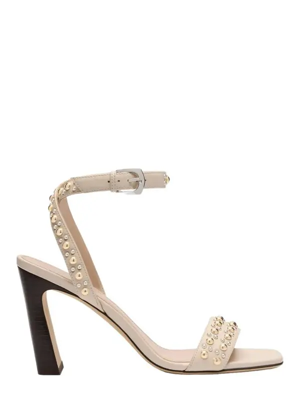 STUART WEITZMAN Perry Studded Ankle Strap Sandal 85 - Linen/chestnut Wine