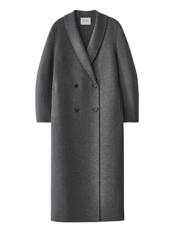 LISA YANG Double-breasted Shawl-lapel Coat - Grey