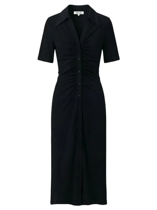 Diane Von Furstenberg Zoey Ruched Button-front Midi Dress - Black