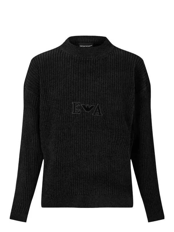Emporio Armani Ribbed Crew Neck Pullover - Black