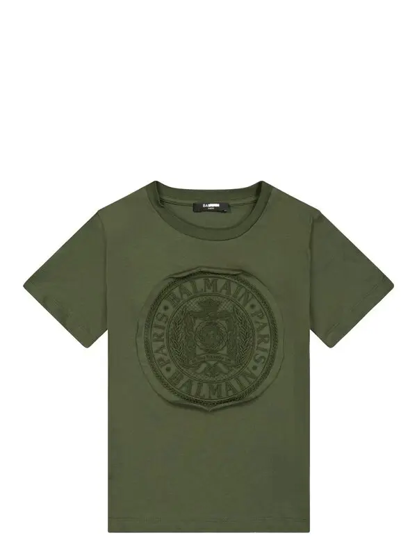Balmain Crewneck T-shirt With Embroidered Appliqu - Green